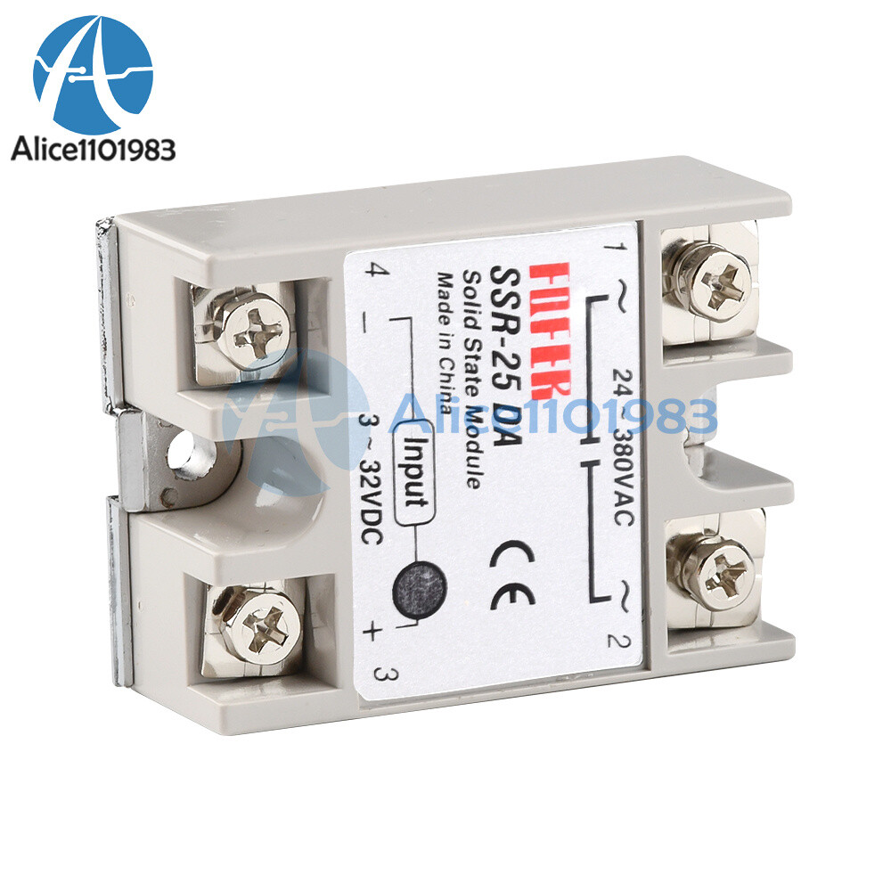 Output 24V-380V 25A SSR-25 DA Solid State Relay For PID Temperature ...