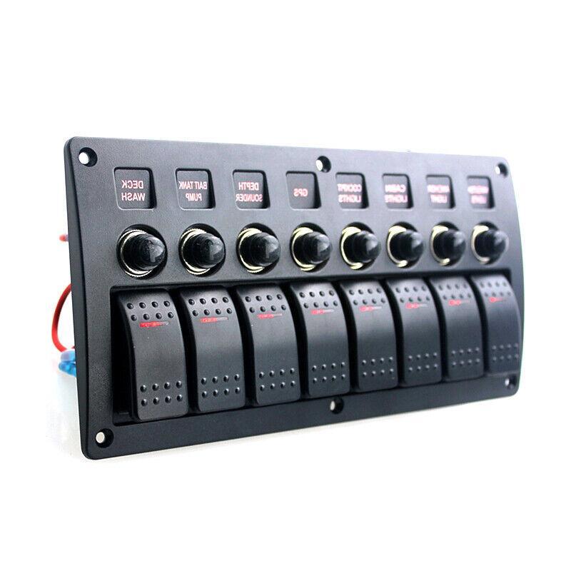 8 Gang Rocker Switch Panel Car Marine Boat Houseboat Circuit Led ...