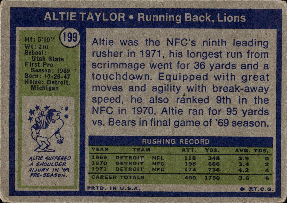 1972 Topps #199 Altie Taylor | eBay