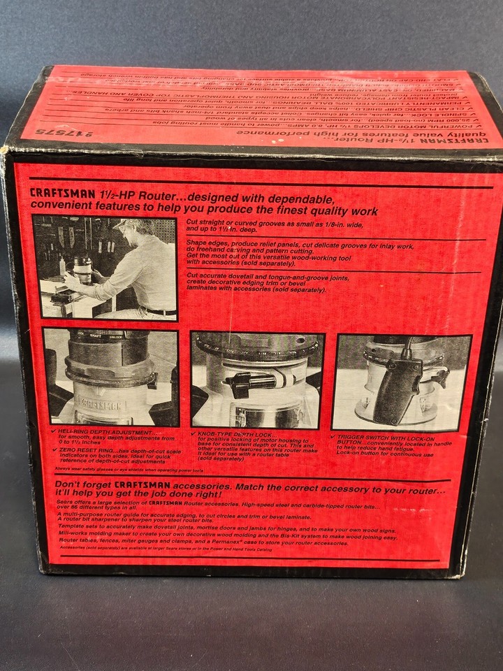 Craftsman Router 315.175040 1 1/2 HP 25,000 RPM 8.0 AMP With Case BRAND ...
