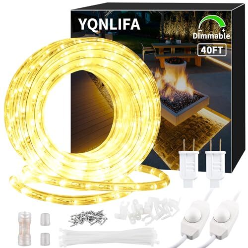 Dimmable 40ft LED Rope Lights 432 LEDs IP65 Waterproof Outdoor Indoor ...