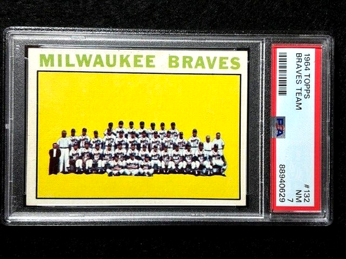 1964 Topps Braves Team #132 PSA 7 NM Sharp Hank Aaron Eddie Mathews ...