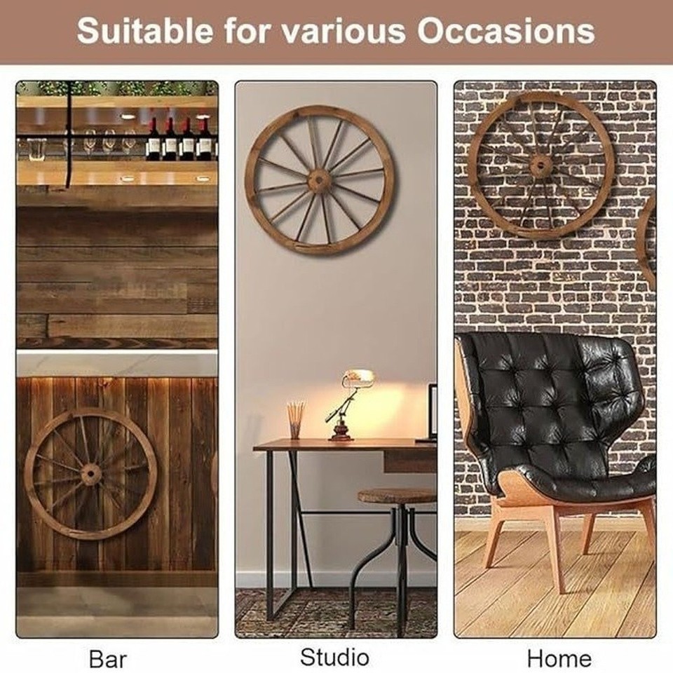 Wooden Wagon Wheels Wall Decor Set 3 Pieces Rustic Farmhouse For ...