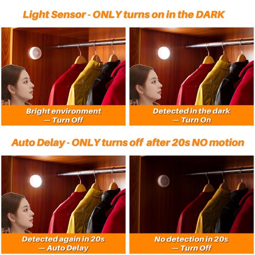 STAR-SPANGLED 3 Pack 2.8” Motion Sensor Lights Indoor AAA Battery ...