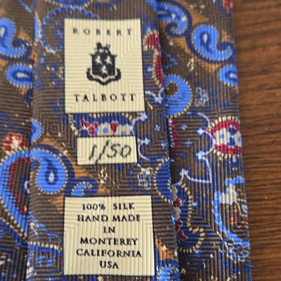 Robert Talbott 100% Silk Handmade Paisley Tie Brown Blue Red | eBay