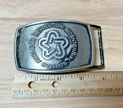 Belt Buckle American Revolution Bicentennial star ribbon 1776-1976 Lee ...