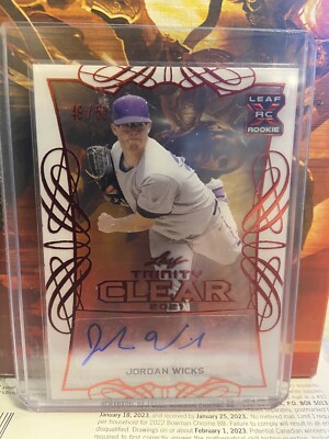 JORDAN WICKS 2021 LEAF TRINITY RC CLEAR AUTO AUTOGRAPH #46/50 Chicago ...