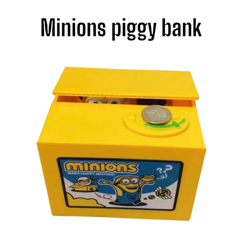 Minions piggy bank automatic money coin steal electronic box plastic ...