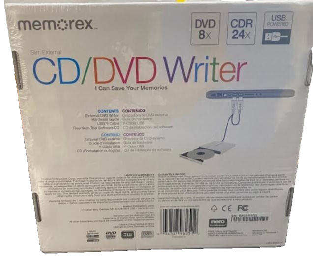 Memorex CD/DVD Writer External Slim DVD 8x CDR 24x USB Powered New | eBay