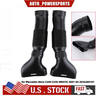 2Pcs Air Intake Duct Tube Hose Pipe LH + RH for Benz C320 C240 2.6L 3 ...