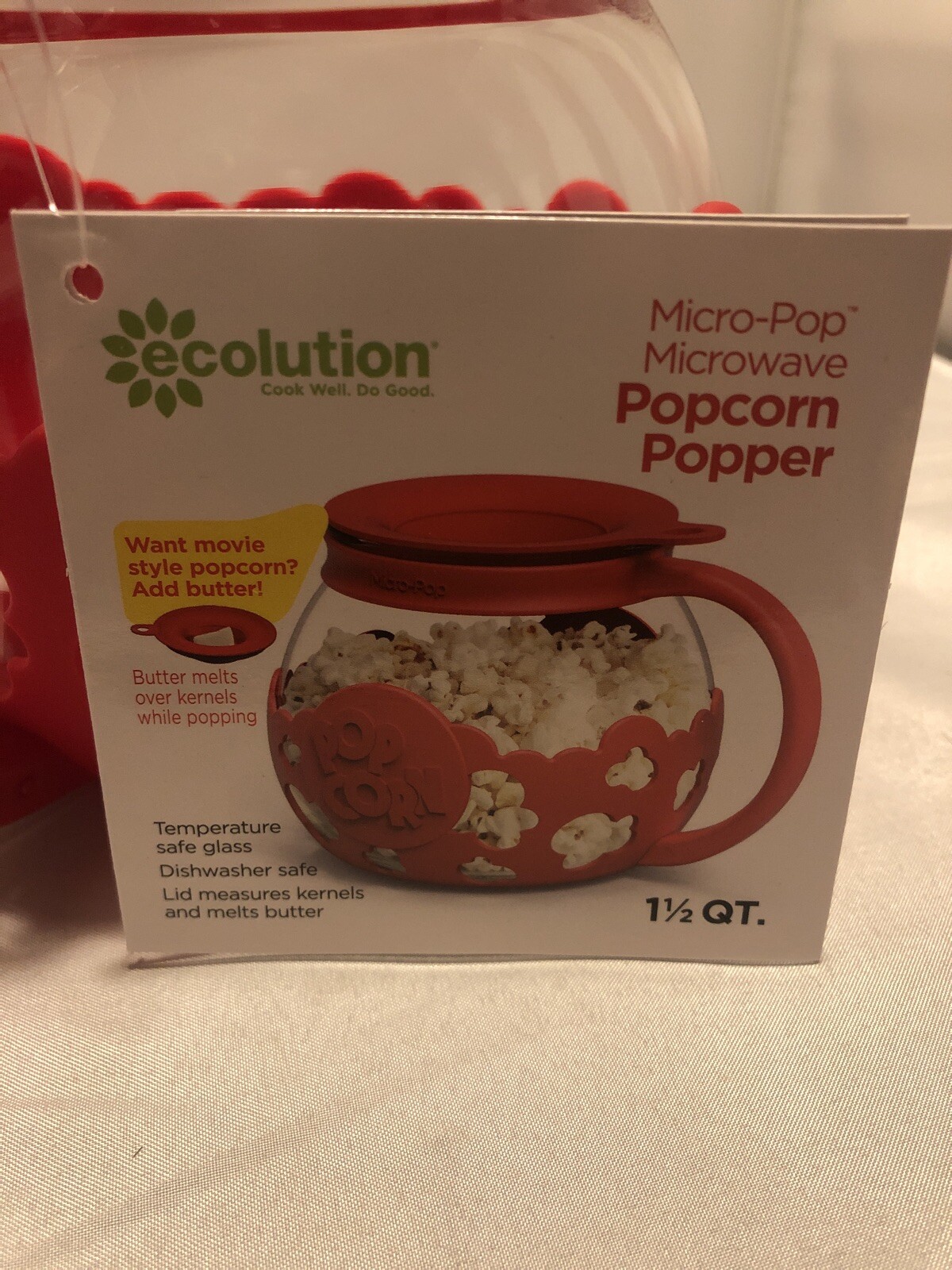 NEW In Box Ecolution Micro-Pop Microwave Popcorn Popper 1.5 Quart, Red ...