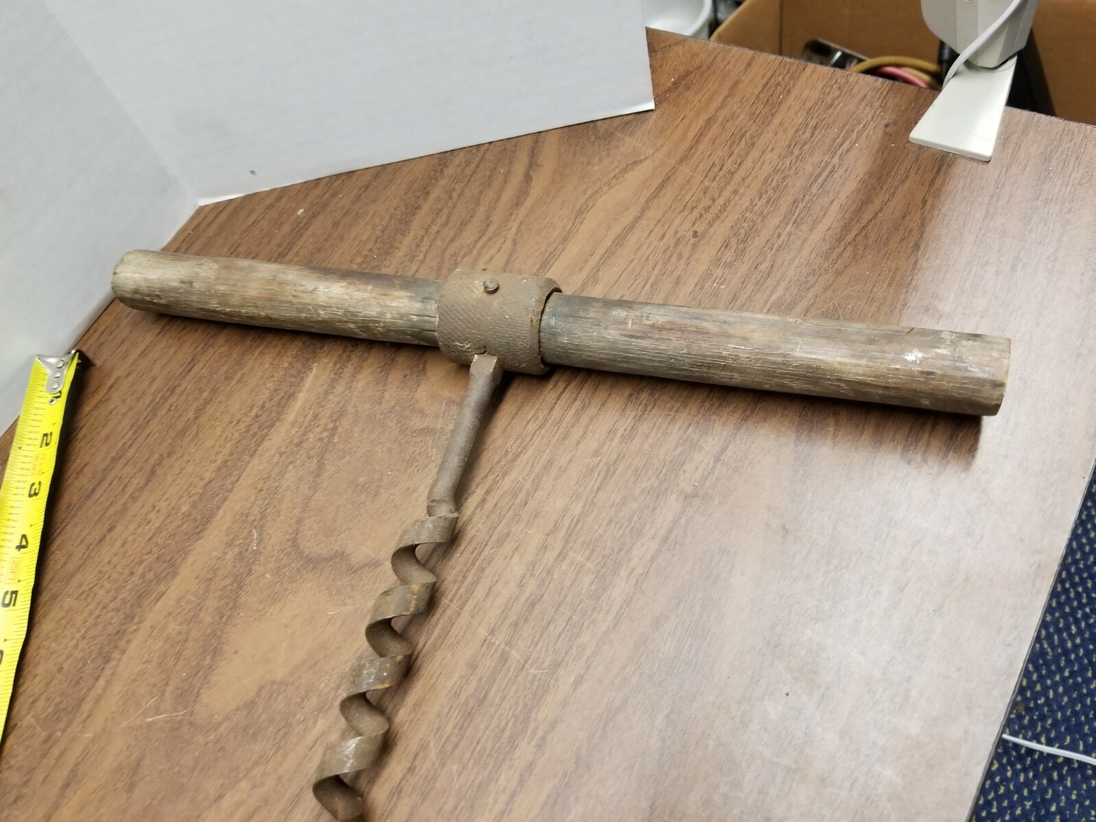 Primitive T Handle Wood Auger Barn Beam Hand Drill 3/4" - Handle 15 1/2 ...