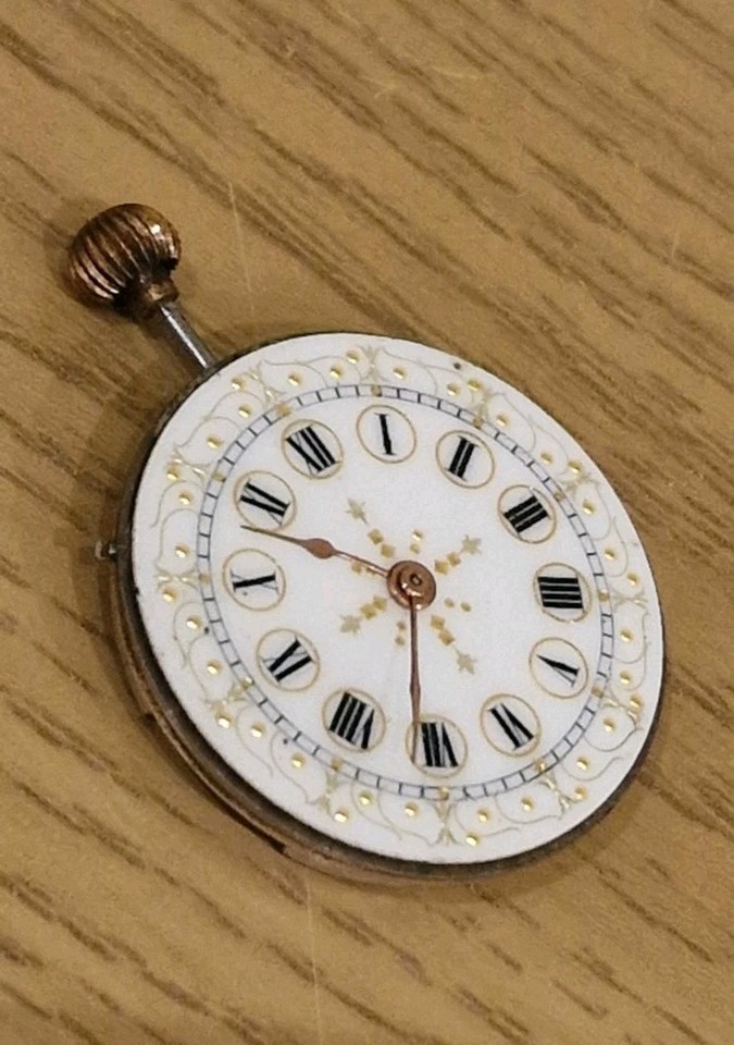 Ladies Small Pocket Watch Movement 26.5mm white& Gold Dial Wristwatch ...