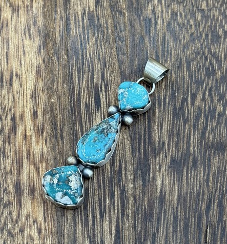 Native Navajo Handmade Sterling Silver Blue Bird Turquoise Cluster Drop ...