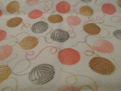 Kaufman Nutshell Designs Cuddly Kitten Yarn Print Flannel Fabric pink ...