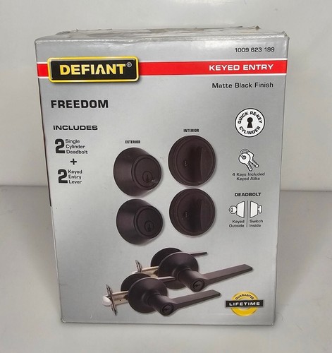 Defiant Freedom Matte Black Single Cylinder Keyed Entry Project - 2 ...