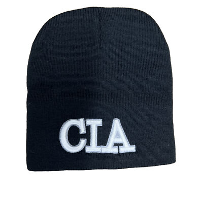 CIA Patrol Embroidered Beanie Winter Hat Black Cuff-less | eBay