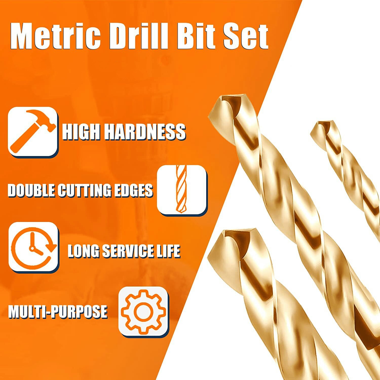 60Pcs Heavy Duty Drill Bit Sets, HSS Titanium Multi Drill Bits Twist ...