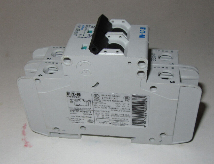 EATON FAZ-D3/2-RT 2 POLE 3A CIRCUIT BREAKER, DIN-Rail READ dmg NO-Box ...