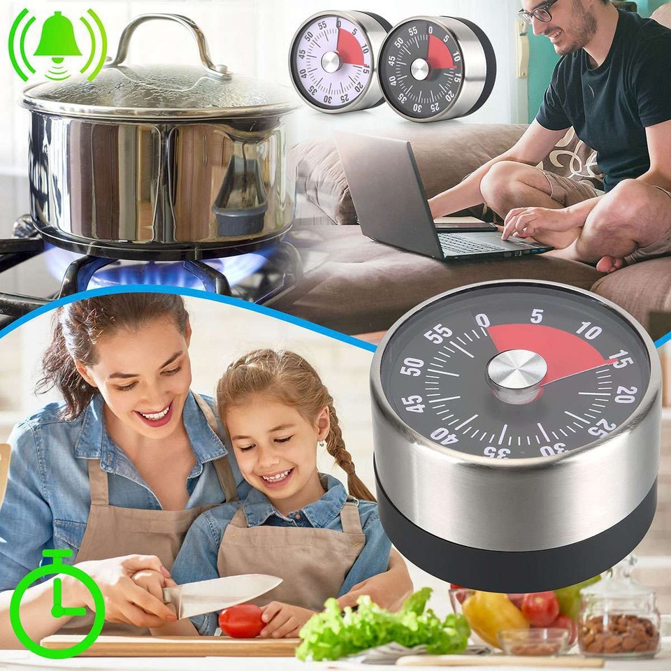 Long Ring Bell Alarm Loud 60-Minute Kitchen Cooking Wind Up Timer ...
