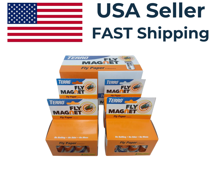 4 BOXES Of 8 ROLLS - TERRO T518 Fly Magnet Insect Sticky Fly Paper, 32 ...