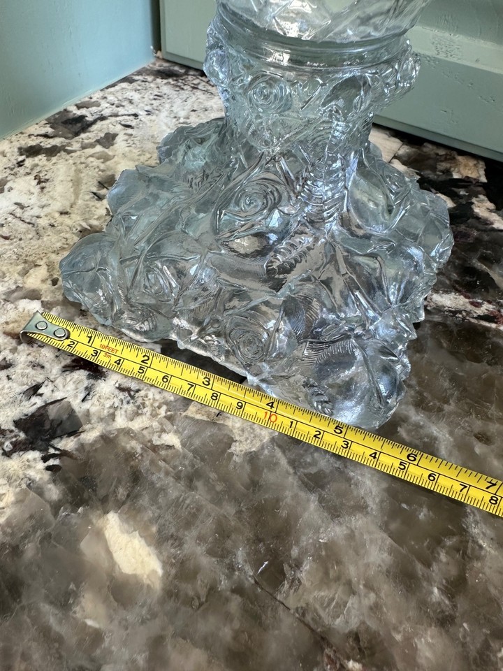 Heavy thick Goofus glass roses lamp base | eBay