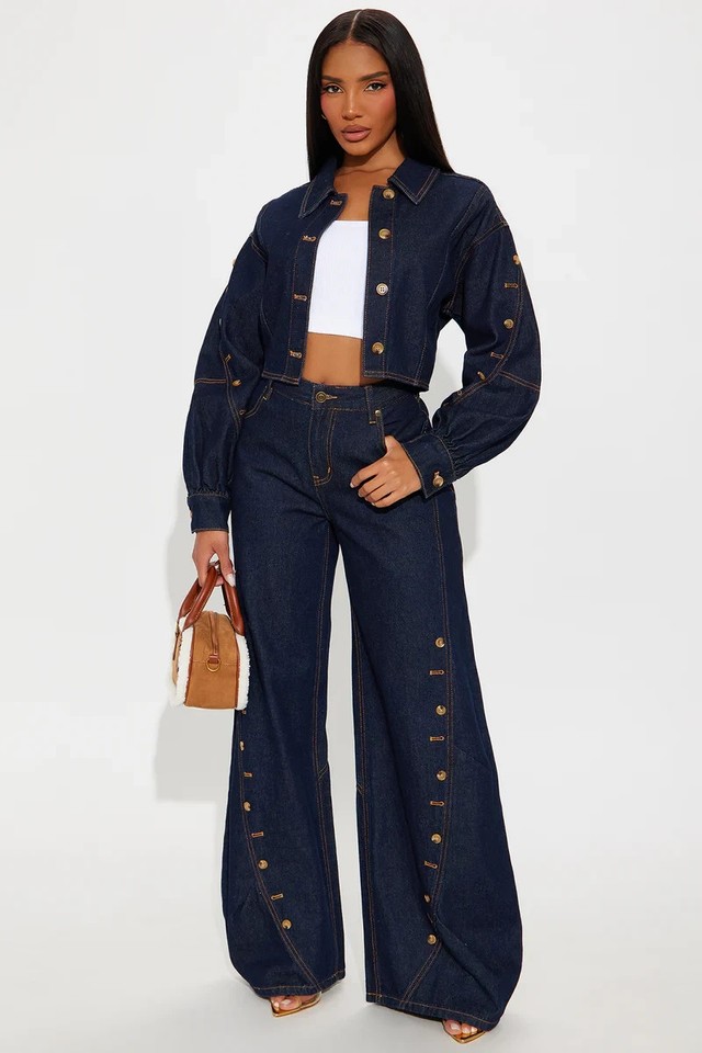 2 piece set 100%Cotton Denim barrel legs jeans & jacket All sizes from ...