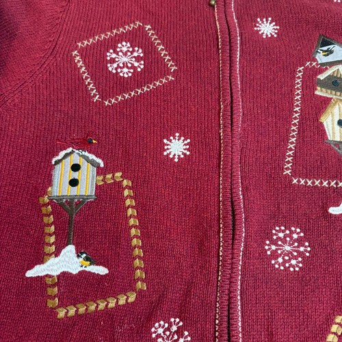 Croft & Barrow Cardigan Zip Sweater GrannyCore Knit Birdhouse XL Womens ...