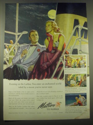 1948 Matson Cruises Ad - Evening on the Lurline: You enter an enchanted ...