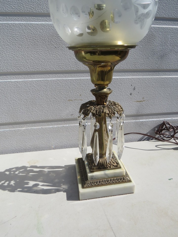 Antique astral lamp with antique Sandwicck Glass shade | eBay