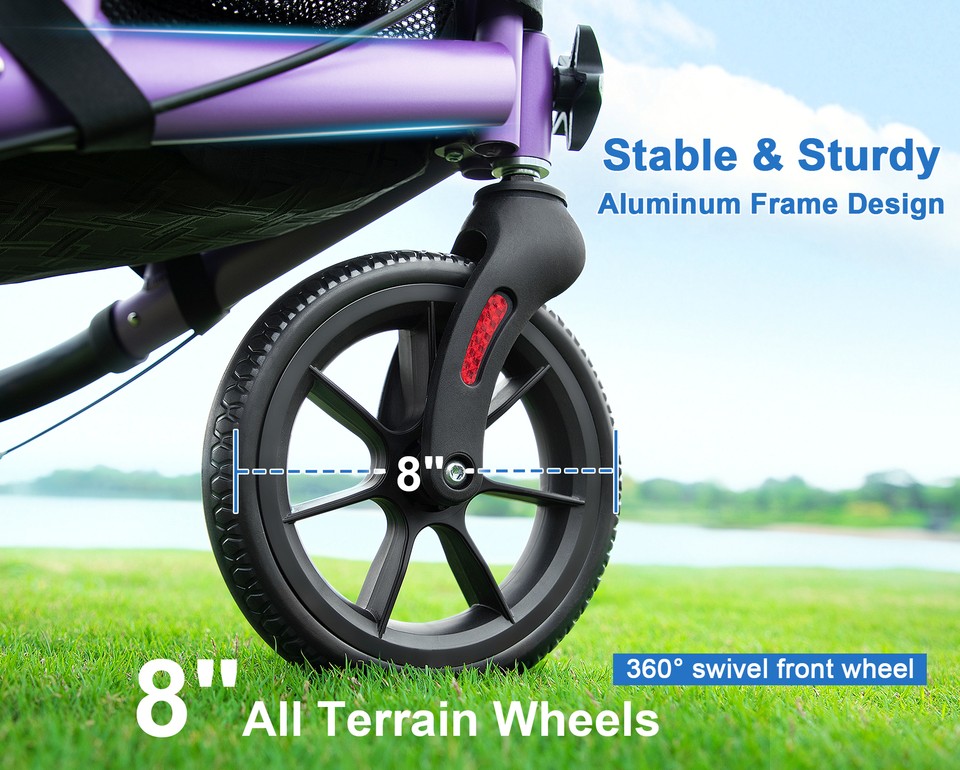 Rollator Walker Aluminum 3 Wheel Adjustable Foldable Lightweight with ...