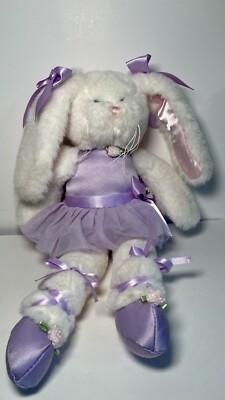 Bearington Collection White Ballerina Bunny Plush Purple Tutu stuffed ...