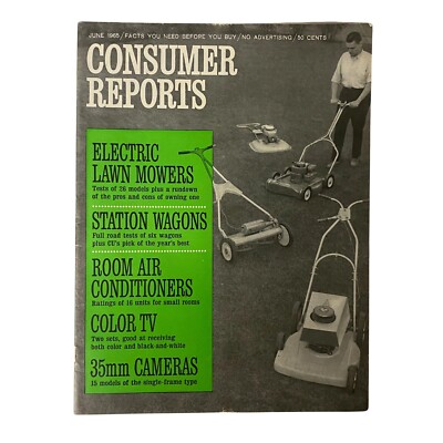 Consumer Reports Magazine June 1965 Electric Lawn Mowers No Label VG | eBay