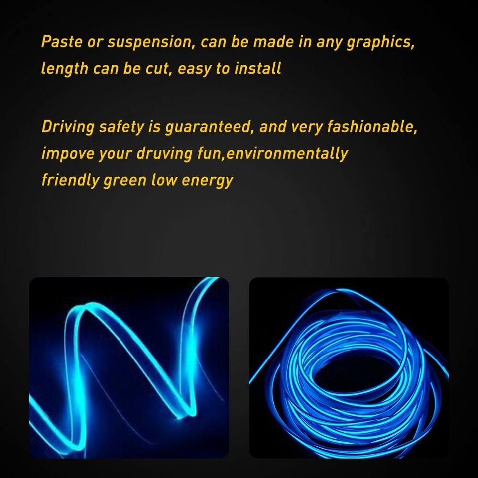 Blue LED Auto Car Interior Decor Atmosphere Wire Strip Light Lamp ...