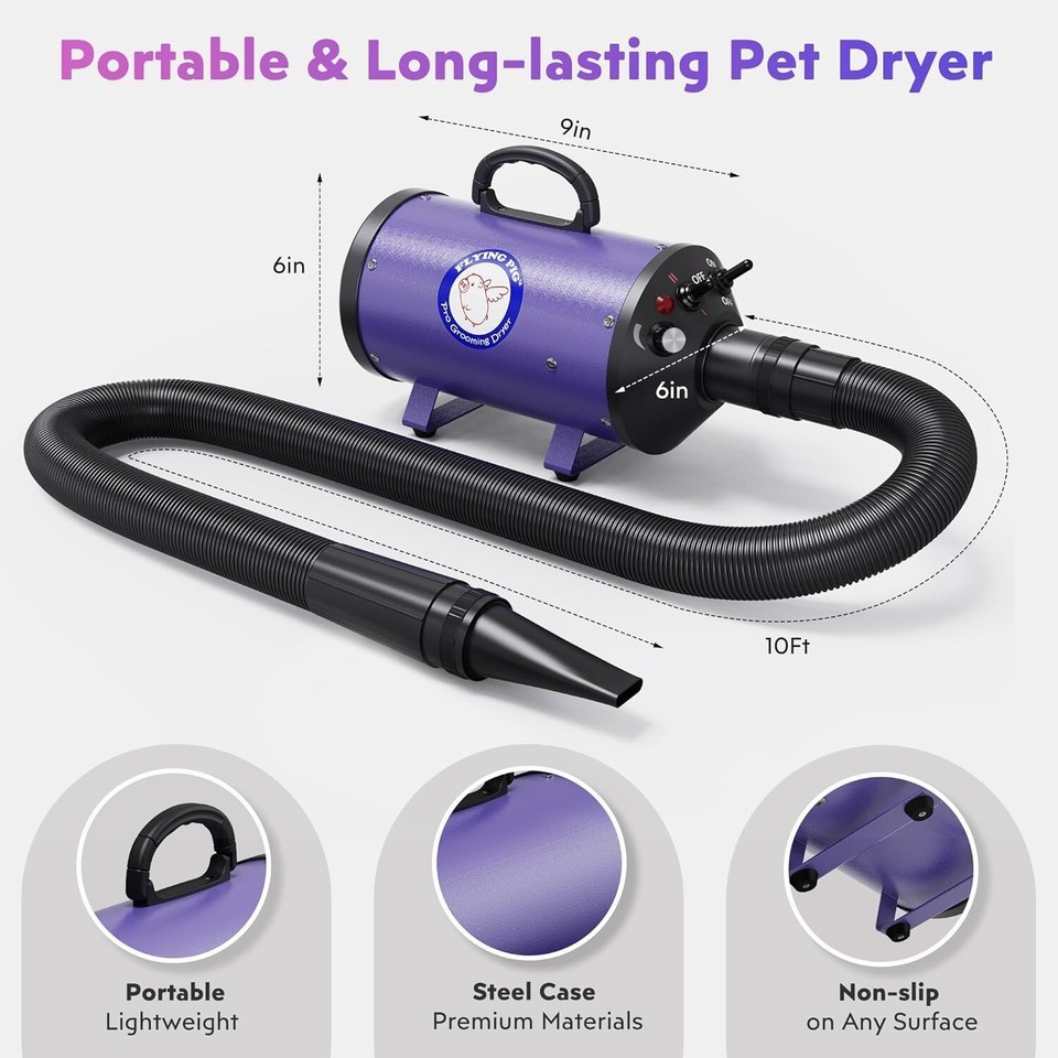 Flying Pig High Velocity Dog Pet Grooming Dryer w/Heater (Model: Flying ...