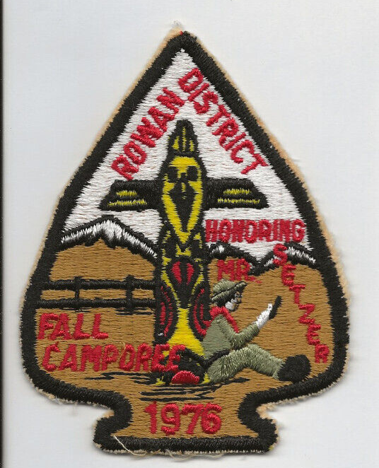 ARROWHEAD PATCH / ROWAN DIST. * HONORING Mr SETZER - Boy Scout BSA GnW ...