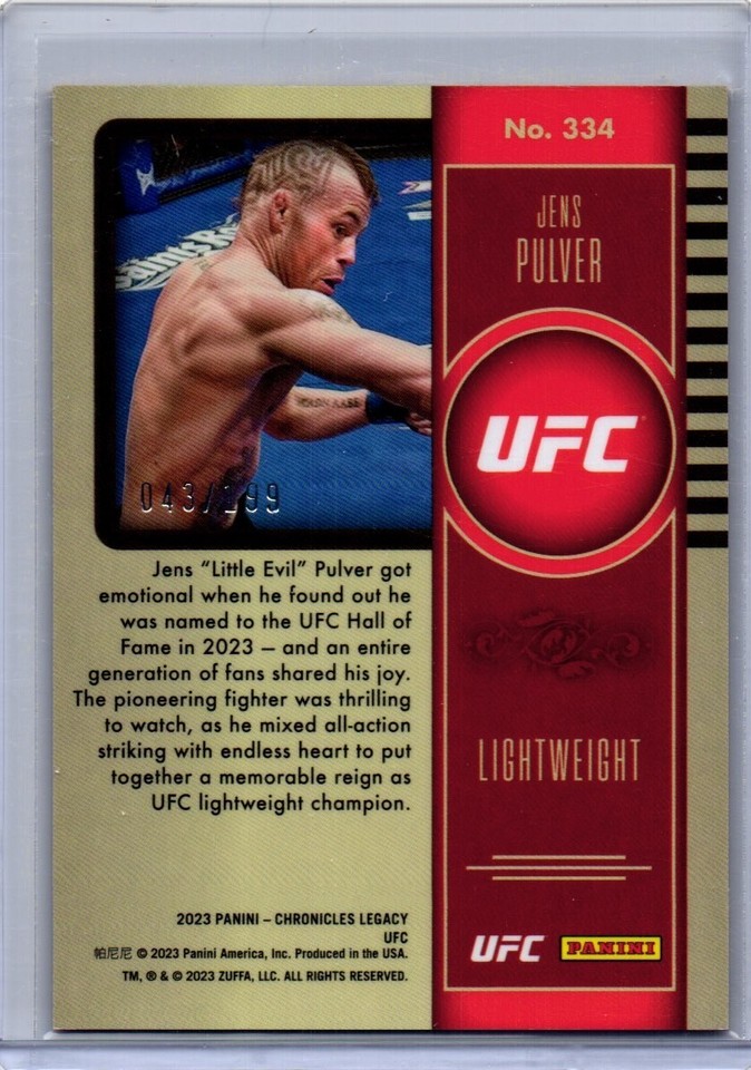 Panini Chronicles Jens Pulver Red /199 | eBay