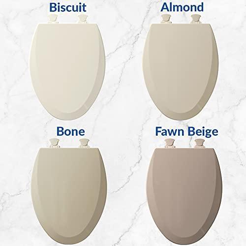 Bemis 1500EC 146 Almond Elongated Molded Wood Toilet Seat with Easy ...