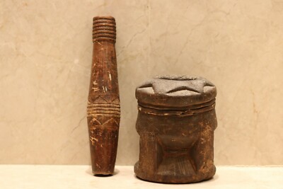 Antique Bedouin coffee grinder tribal ethnic wooden pestle middle east ...
