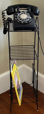 Mid Century Vintage Black Wire Metal Telephone Phone Stand Magazine ...