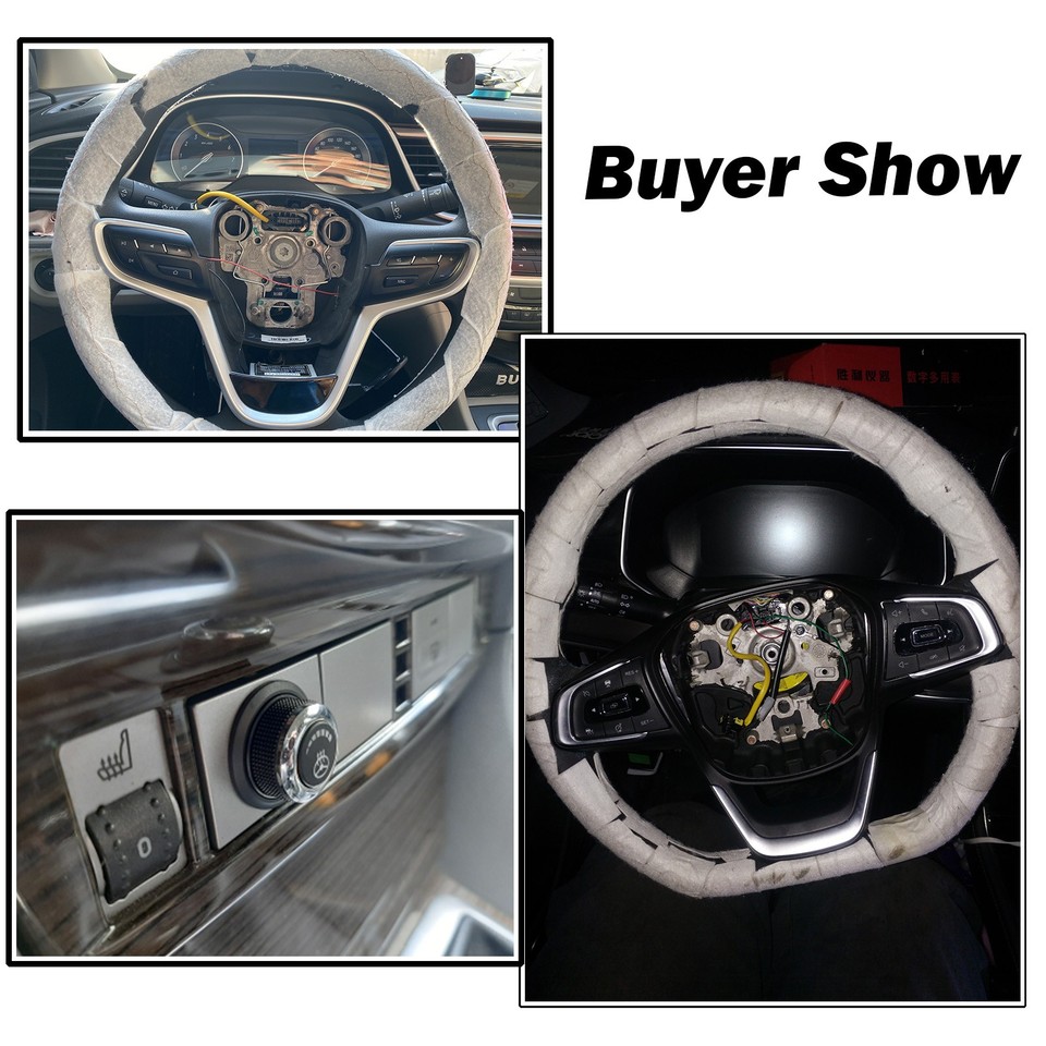 Car 12V DIY Heated Steering Wheel Cover Set 6-Level Switch Winter Hand ...