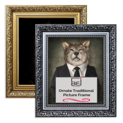 Ornate Photo Frame Traditional Dahlia Gold & Silver Picture Antique Art ...