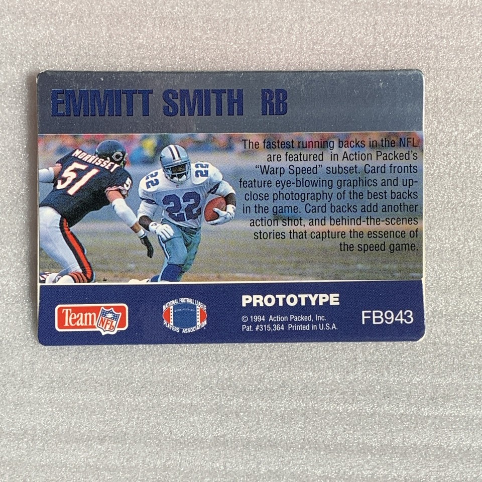 1994 Action Packed Emmitt Smith #FB943 Prototype Promo Card Rare ...