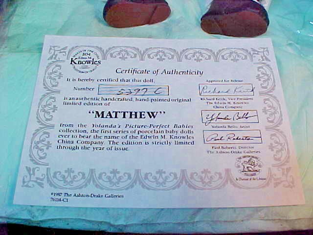 MATTHEW DOLL- Picture Perfect Babies Knowles ORIGINAL EDITION 1987 ...