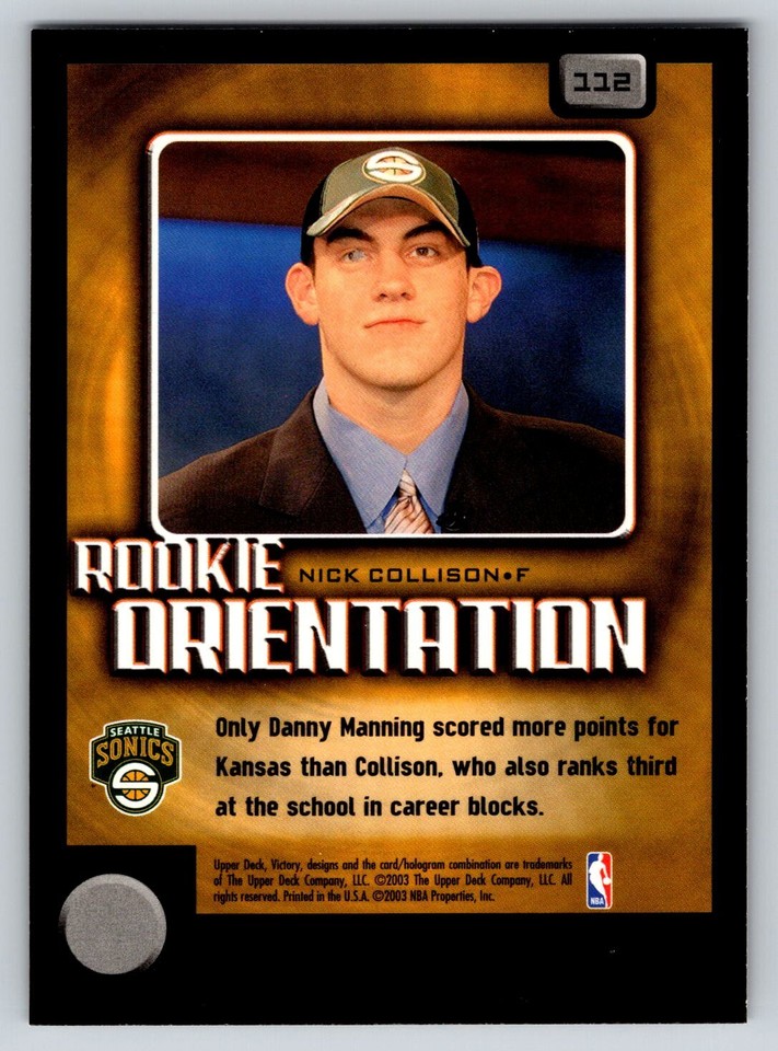 2003 Upper Deck Victory 112 Nick Collison Seattle SuperSonics Rookie | eBay