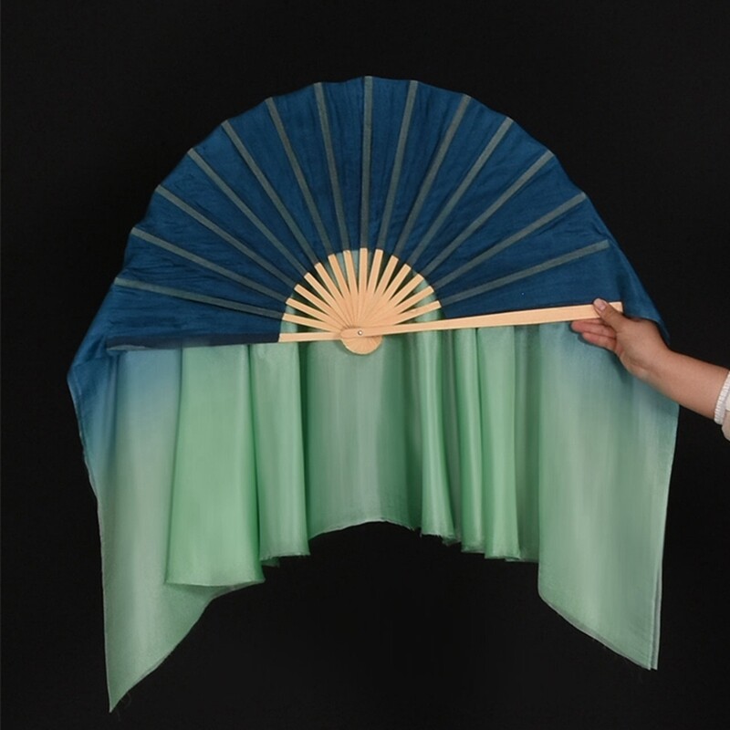2X(1Pair Adults Classical Dance Fan Flowy Hand Dye Foldable Dance ...