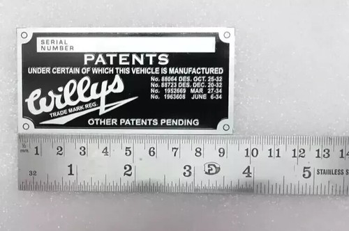 Suitable For Jeeps Willys Vehicle Serial Number Data Patents Plate ...