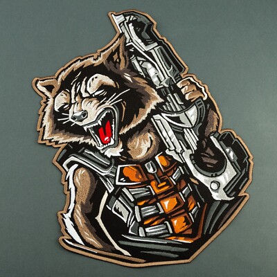 Cyber Rocket Raccoon Large Patch, Embroidered Guardian Hero Back Patch ...