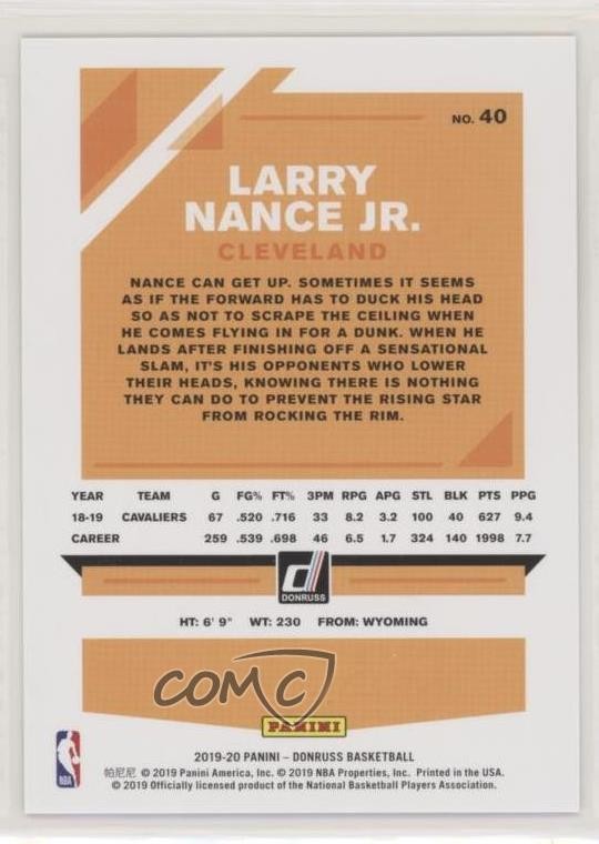 2019-20 Panini Donruss Holo Yellow Laser /25 Larry Nance Jr #40 | eBay