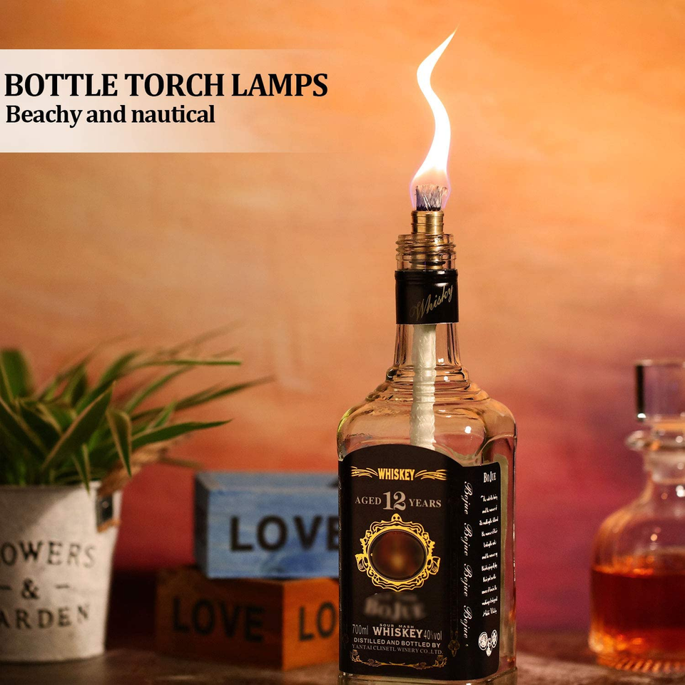 24 PCS Wine Bottle Torch Wicks Kit Brass Torch Wick Holders Washer ...